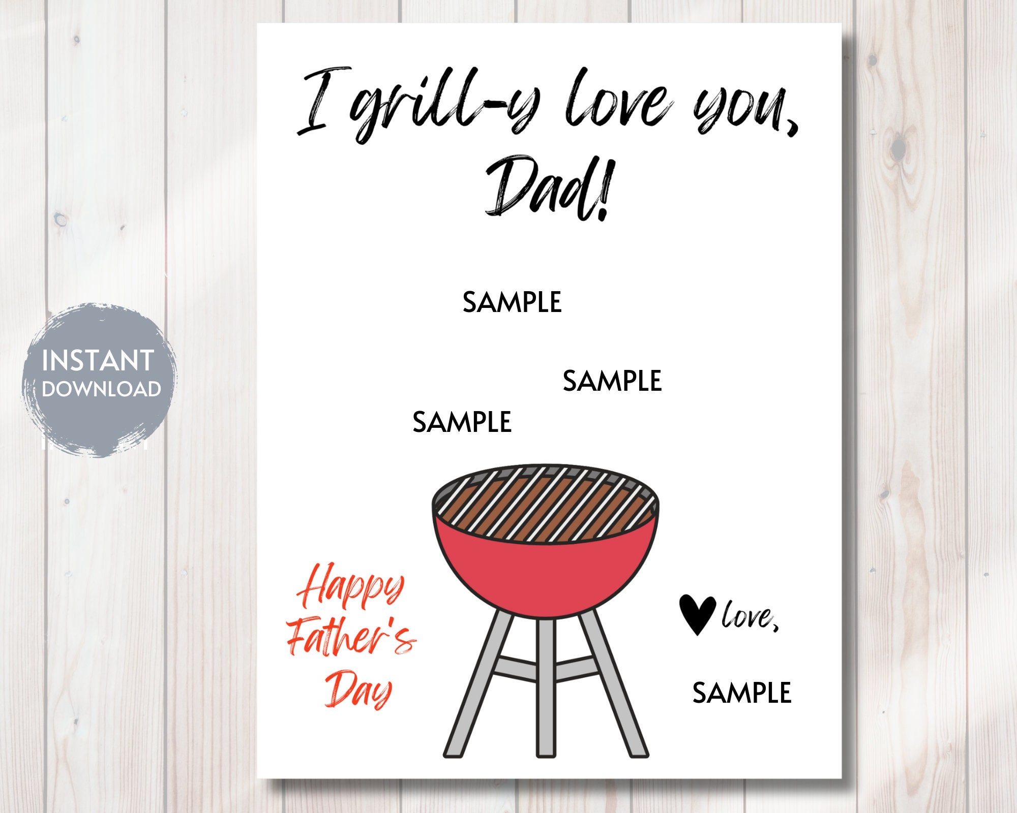 FATHER'S DAY Grilling Handprint TEMPLATE Instant Digital - Etsy