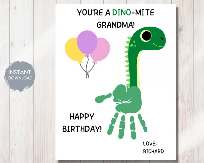 GRANDMA Birthday Handprint TEMPLATE Digital Download - Etsy