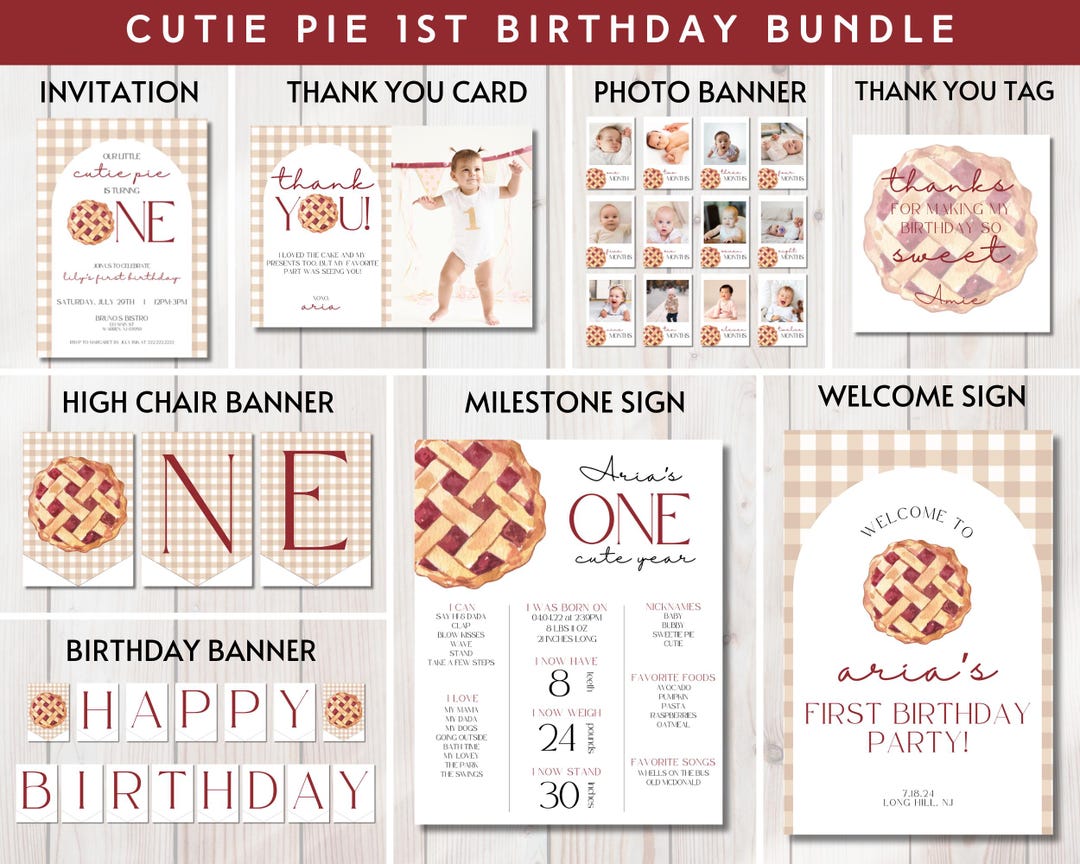Cutie Pie First Birthday Bundle, Sweetie Pie Bday Bundle, Cherry Pie ...