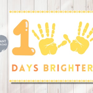100TH Day of School Handprint TEMPLATE, 100 Days Brighter, Digital ...