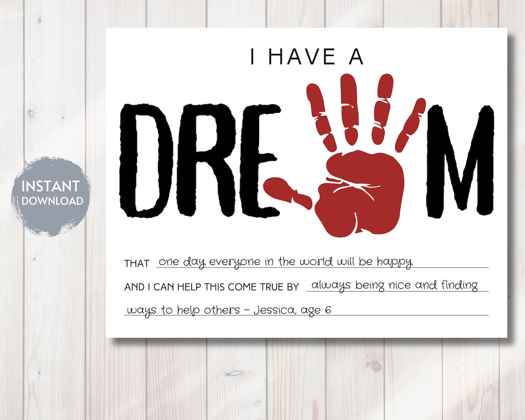 Martin Luther King Day Handprint TEMPLATE, Digital Download, MLK Jr ...