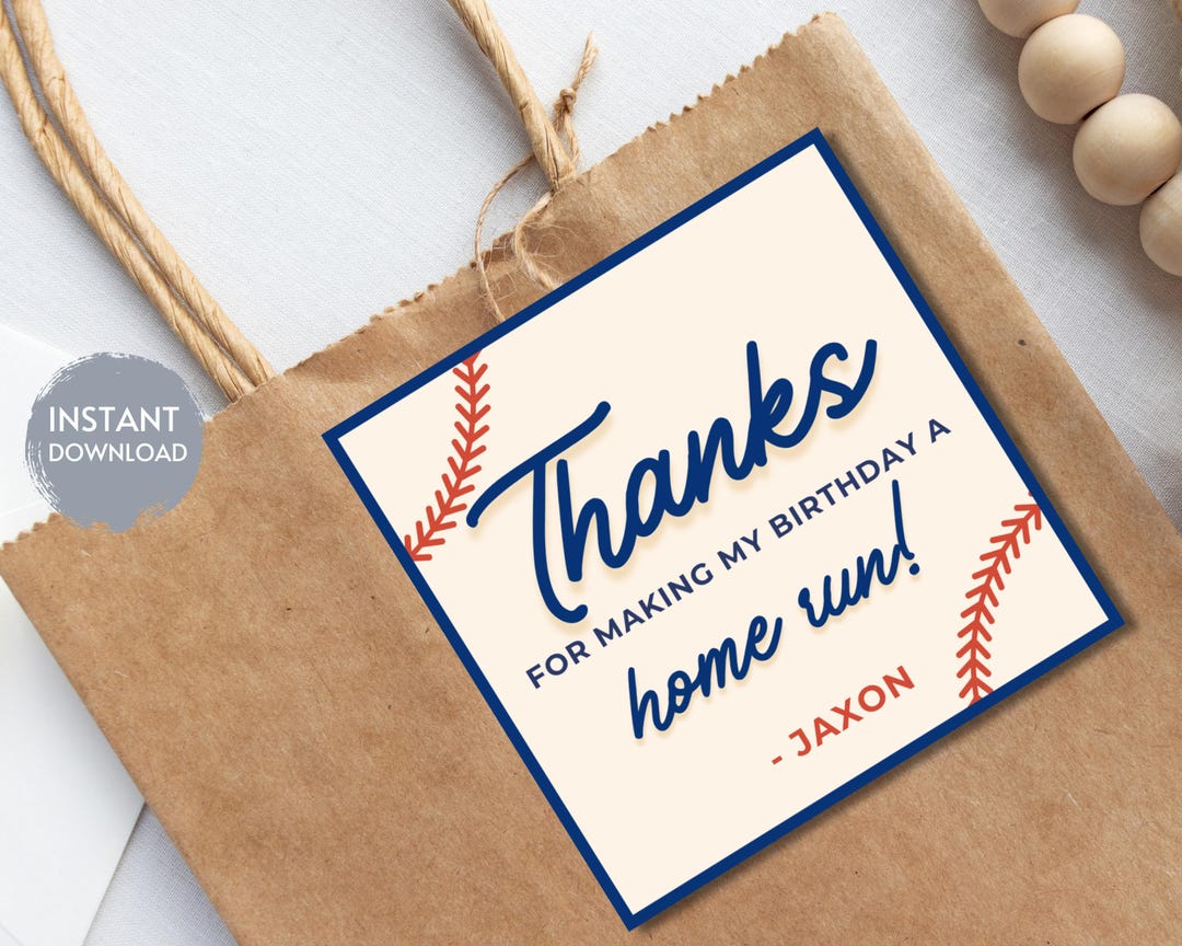 Baseball Birthday Favor Tag Template, Vintage Baseball Tag, Sandlot ...