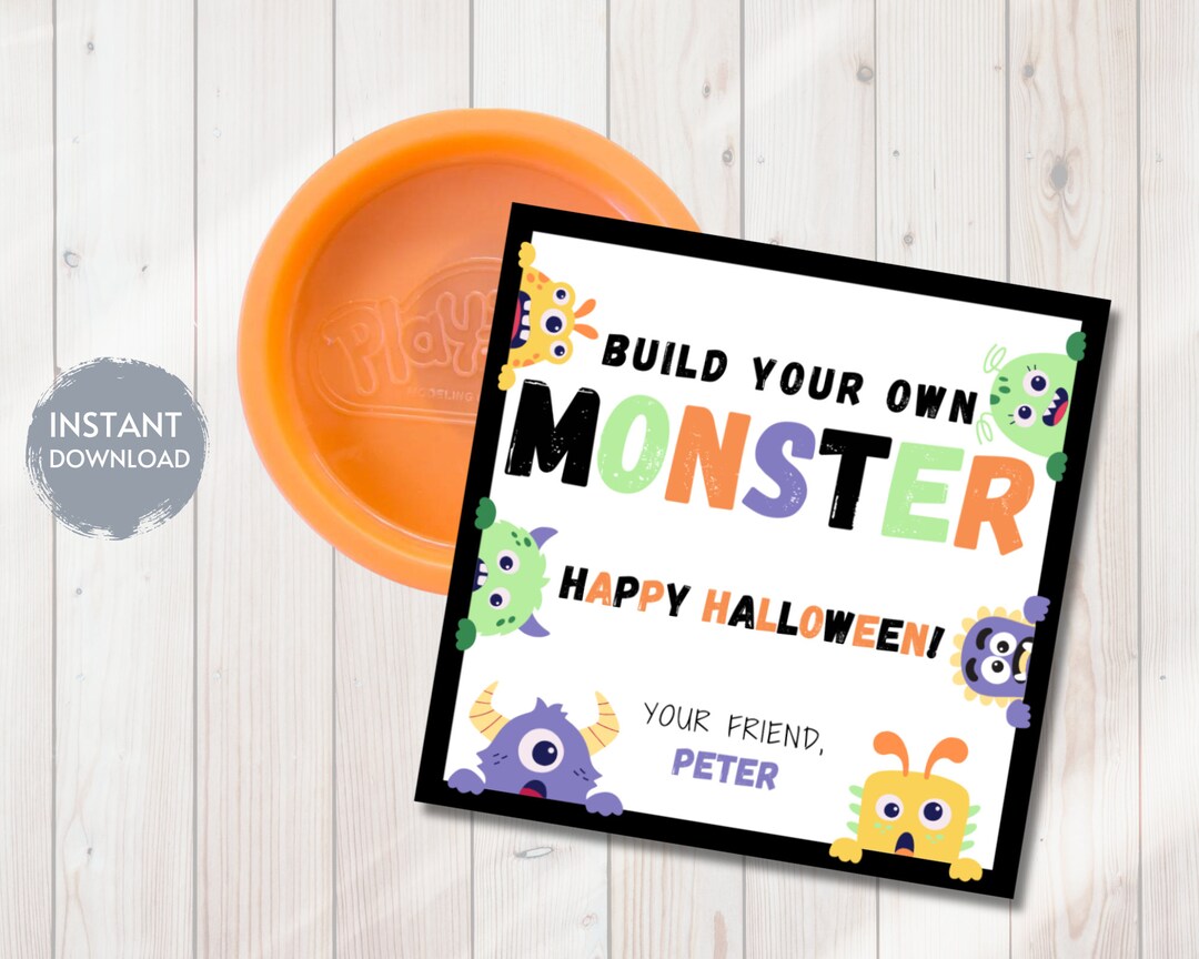Build Your Own Monster Tag, Halloween Gift Tag, Make Your Own Monster ...
