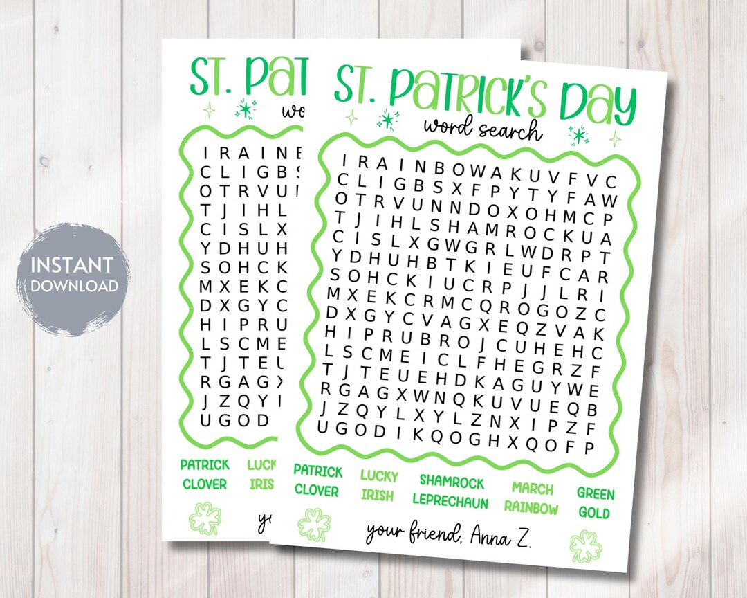 St. Patrick's Day Word Search, St. Patricks Printable, Saint Patty's ...