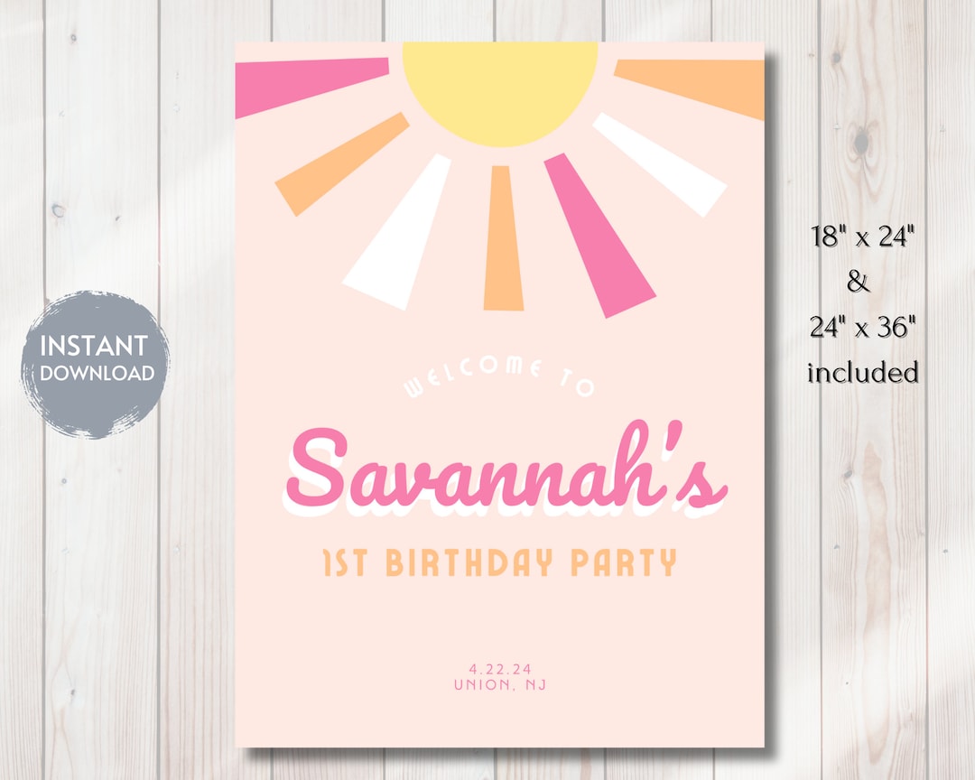 One in the Sun WELCOME SIGN Template, Editable Instant Download, Here ...