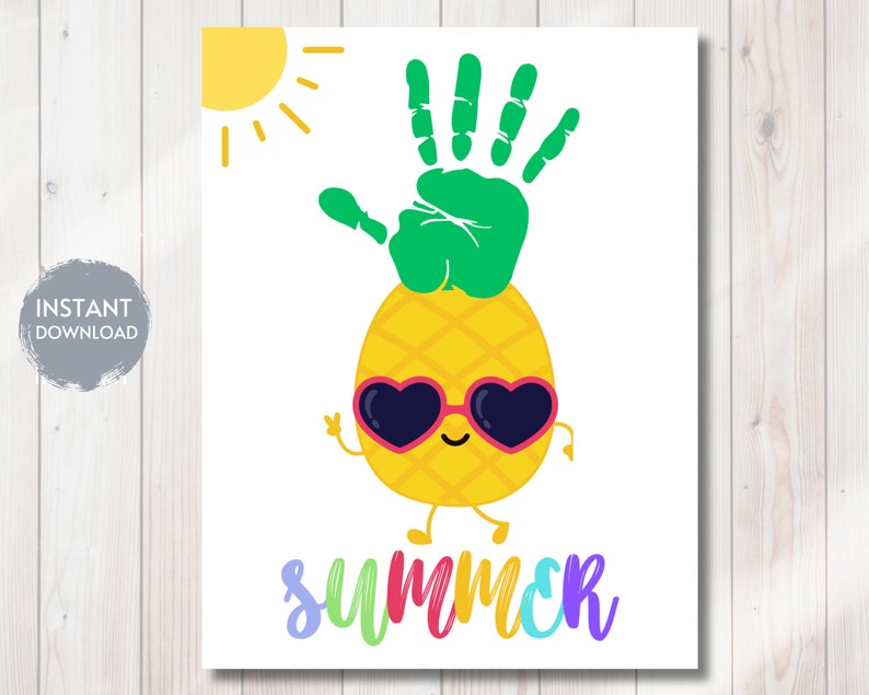 SUMMER Handprint Craft TEMPLATE Pineapple Paint Craft Beach - Etsy