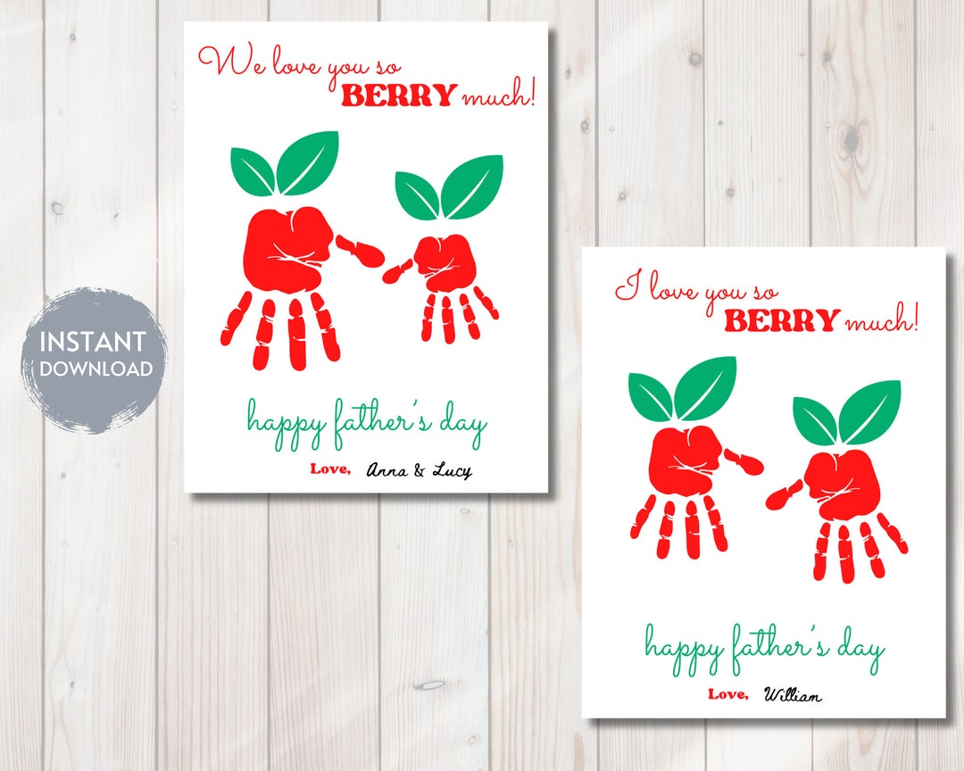 FATHER'S Day Handprint Template, Love You Berry Much, STRAWBERRY ...