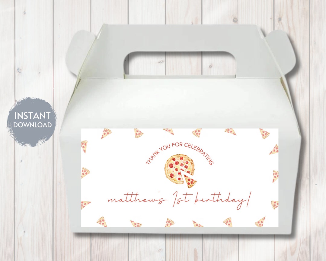Pizza Favor Box Template, Slice of Fun Gable Box Label, Slice Slice ...