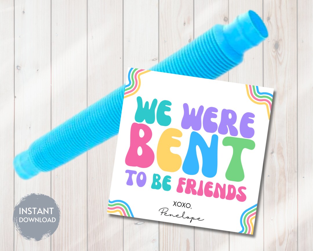 Bent to Be Friends Tag, Fidget Pop Tube Birthday Favors, Pop Tube Party ...
