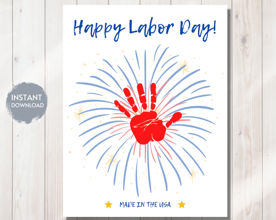 Labor Day Handprint Template, Digital Download, Kids Craft, Baby's ...