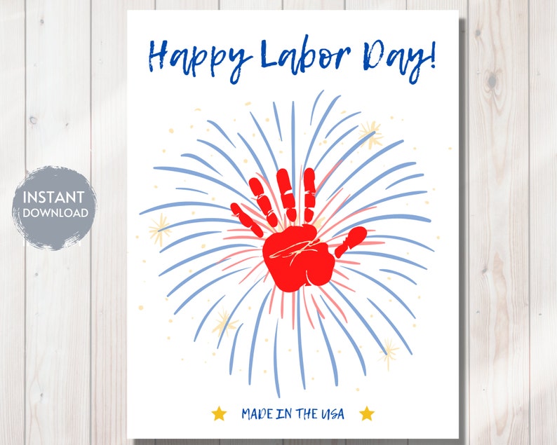 Labor Day Handprint Template Digital Download Kids Craft - Etsy