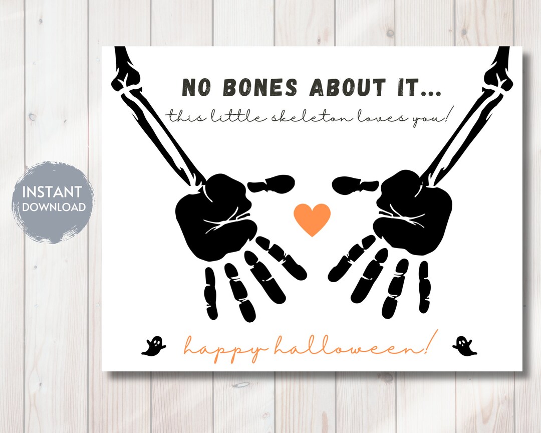 HALLOWEEN Handprint Craft TEMPLATE, Skeleton Handprint, Instant Digital ...