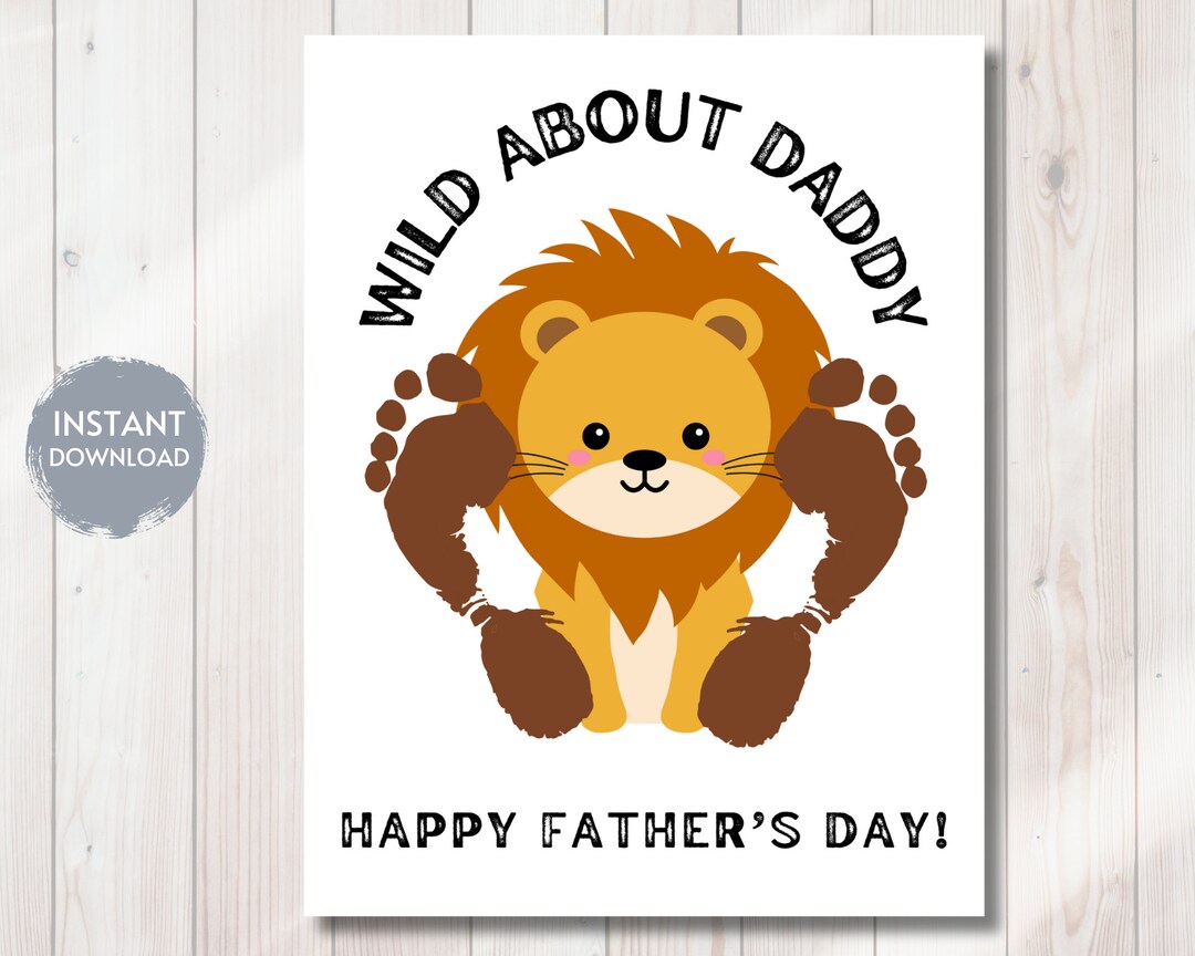 FATHER'S DAY Lion Handprint TEMPLATE, Instant Digital Download, Wild ...