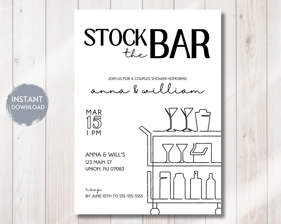 Stock the Bar Wedding Shower Invitation, Stock the Bar Housewarming ...