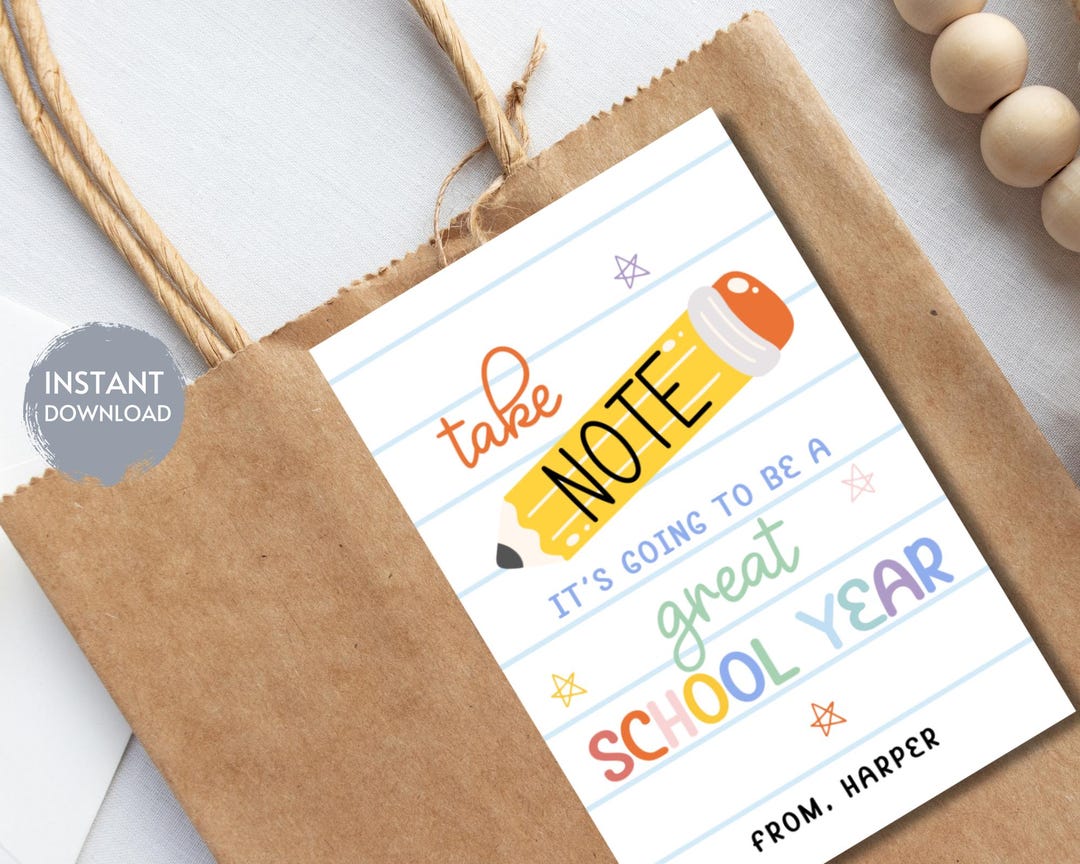 Take Note Gift Tag, Welcome Back to School Tag, First Day of School ...