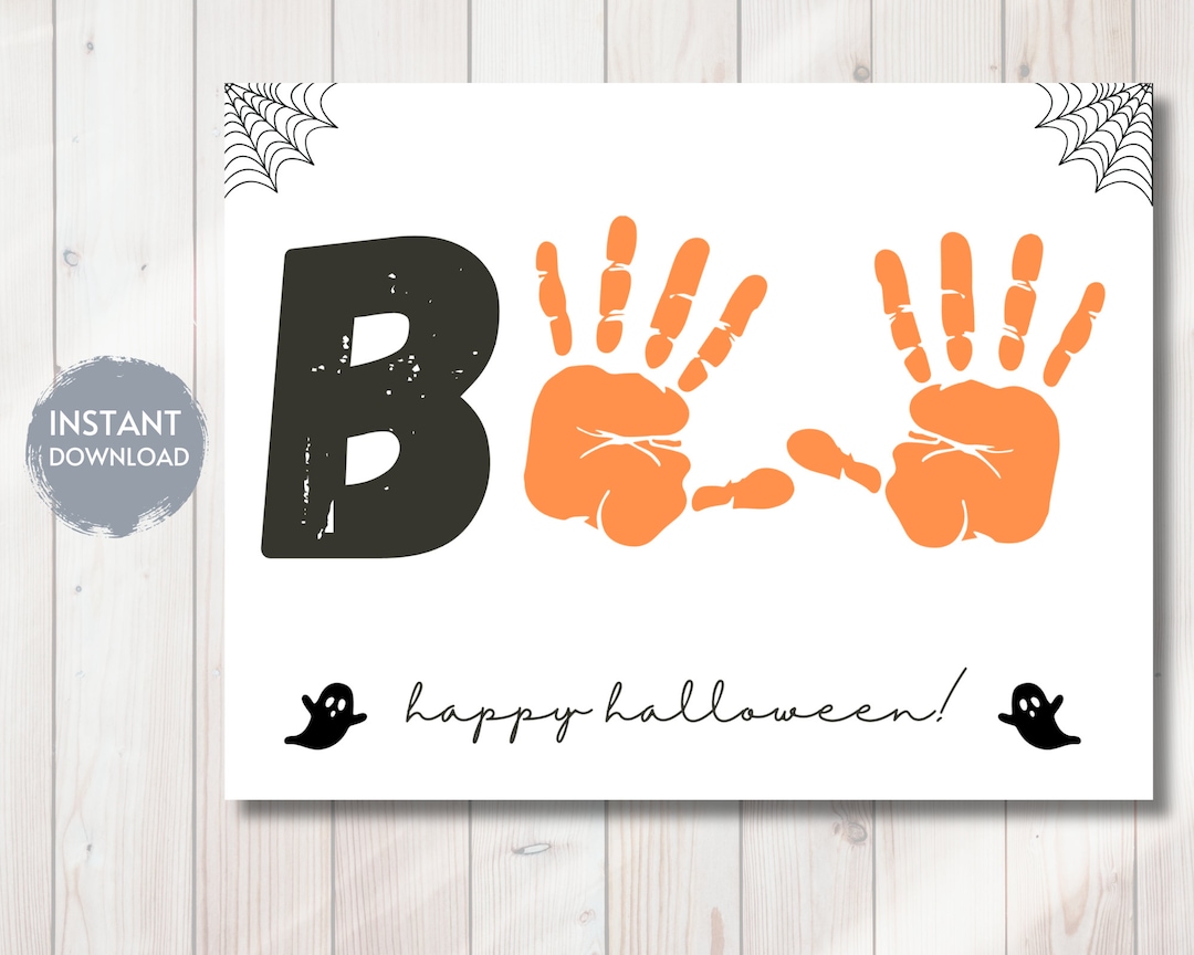 HALLOWEEN Handprint Craft TEMPLATE, BOO Craft, Instant Digital Download ...