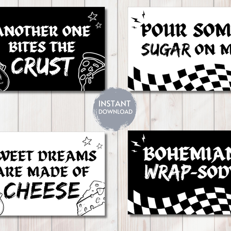 Rock Theme Food Signs - Etsy