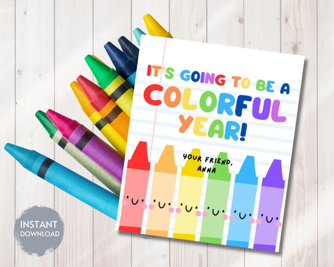 First Day of School Gift Tag, Crayon Back to School Gift, Back to ...