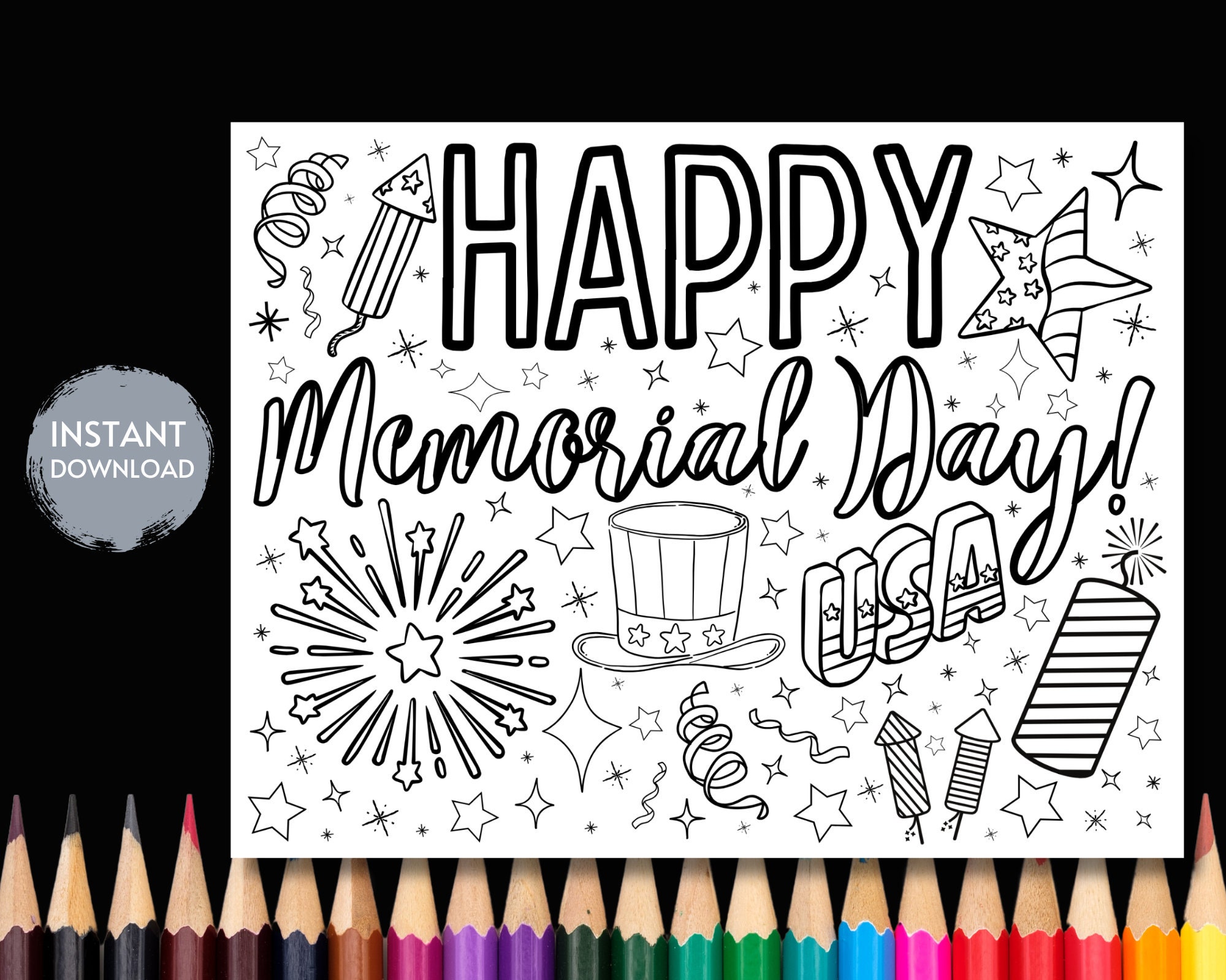 Memorial Day Coloring Page, Memorial Day Kids Activity Sheet, Memorial ...