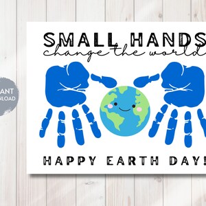 EARTH DAY Handprint Craft Template, Small Hands Change the World ...