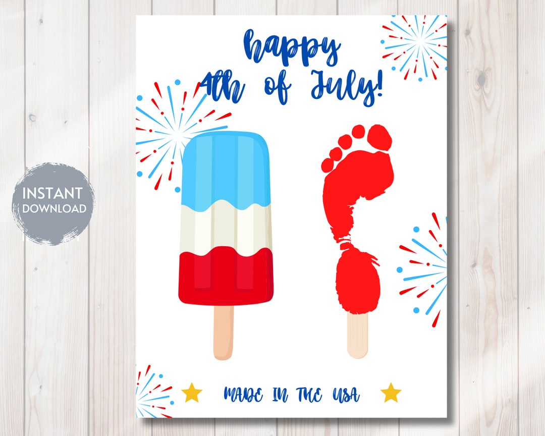 4th of July Footprint Craft TEMPLATE, Instant Digital Download, Ice ...