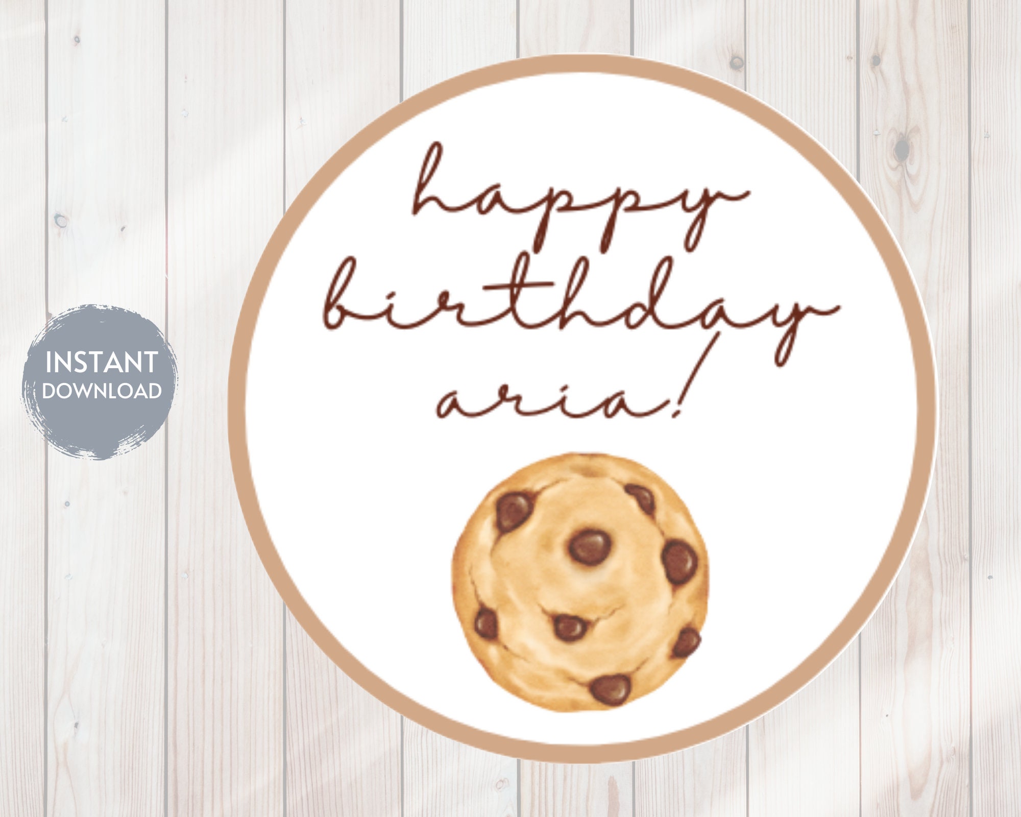 COOKIE Birthday Cupcake Topper Template, One SWEET Cookie Cupcake Tags ...