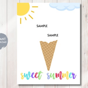 SUMMER Handprint Craft TEMPLATE, Ice Cream Paint Craft, Beach Activity ...