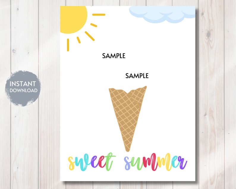 SUMMER Handprint Craft TEMPLATE Ice Cream Paint Craft Beach - Etsy