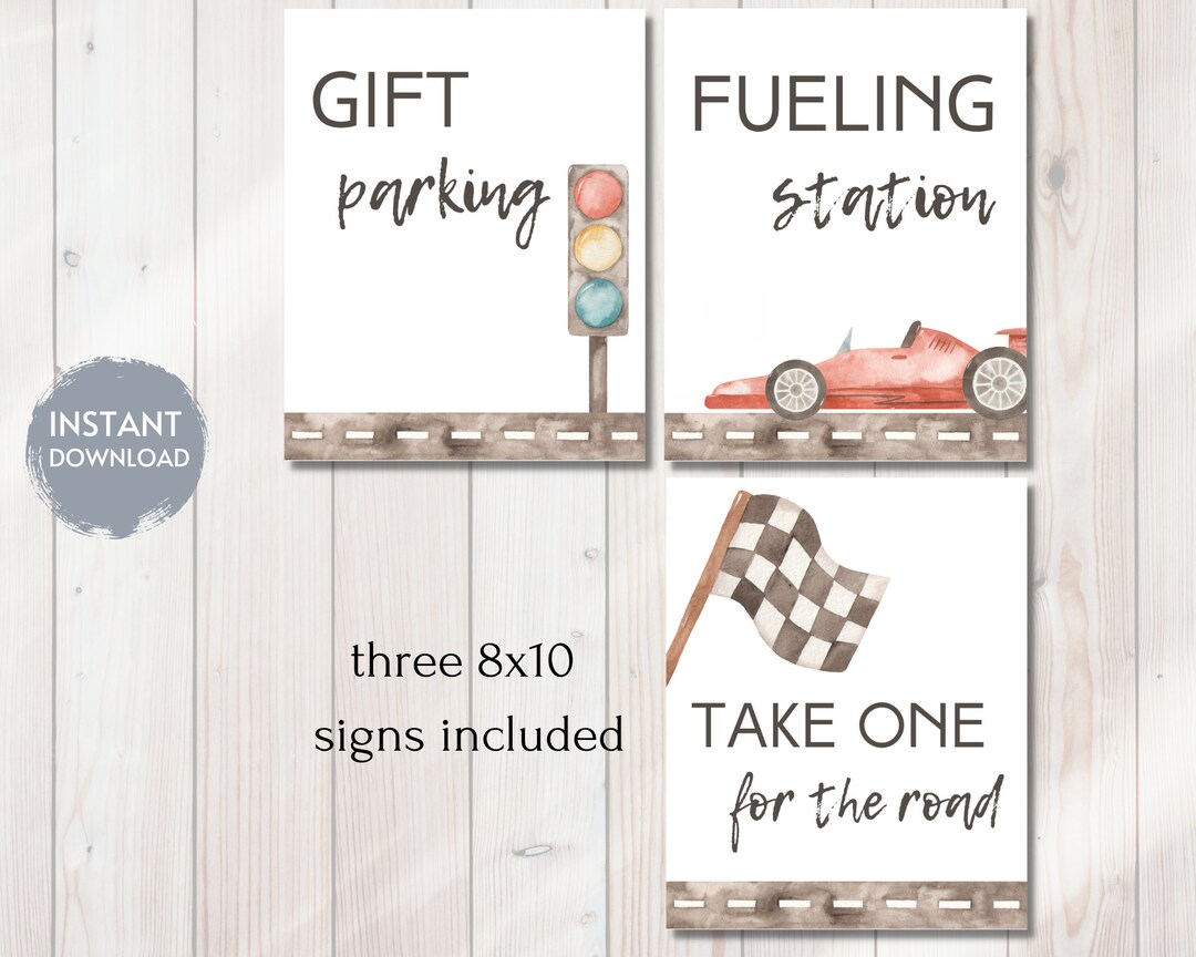 Race Car Birthday Party Signs, Printable Racing Decorations, Take One ...