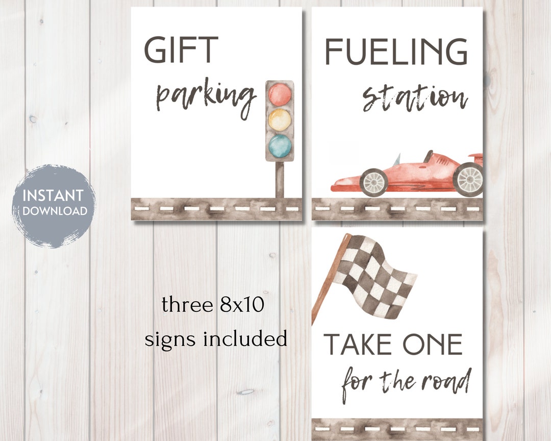 Race Car Birthday Party Signs Printable Racing Decorations - Etsy