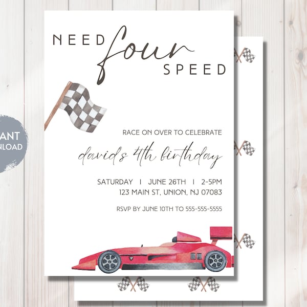 Speed Racer Birthday Invitation - Etsy