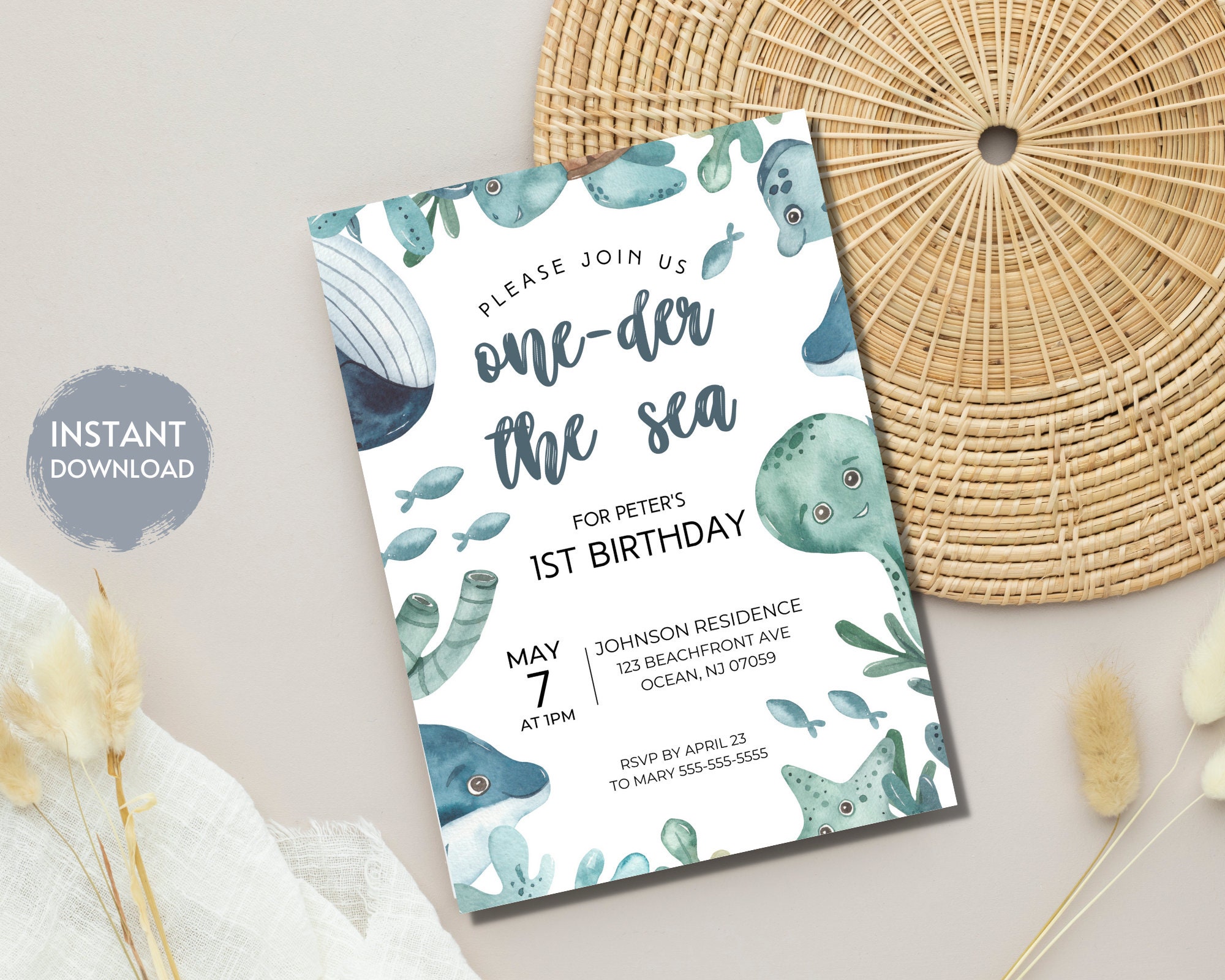 ONEDER the Sea Birthday Invitation Under the Sea Ocean - Etsy