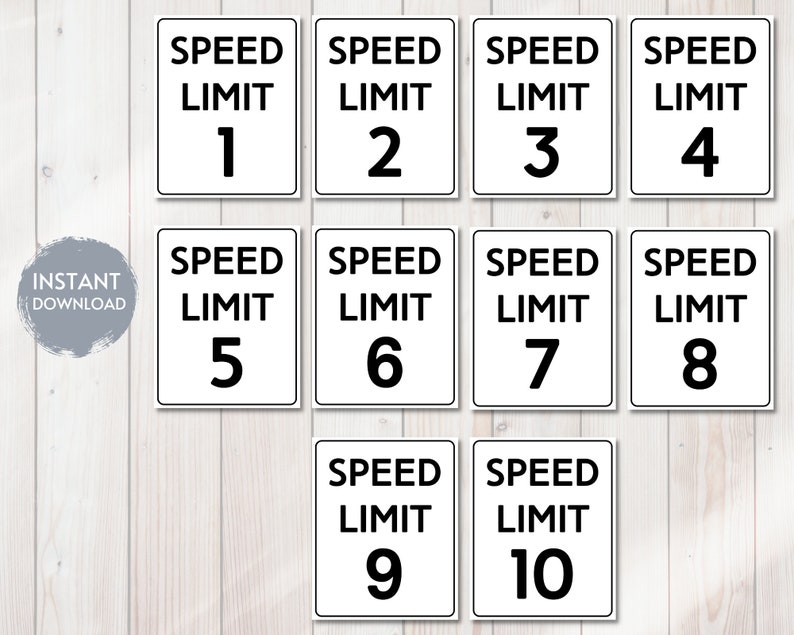 SPEED LIMIT Race Car Birthday Party Sign 1 to 10 Included - Etsy