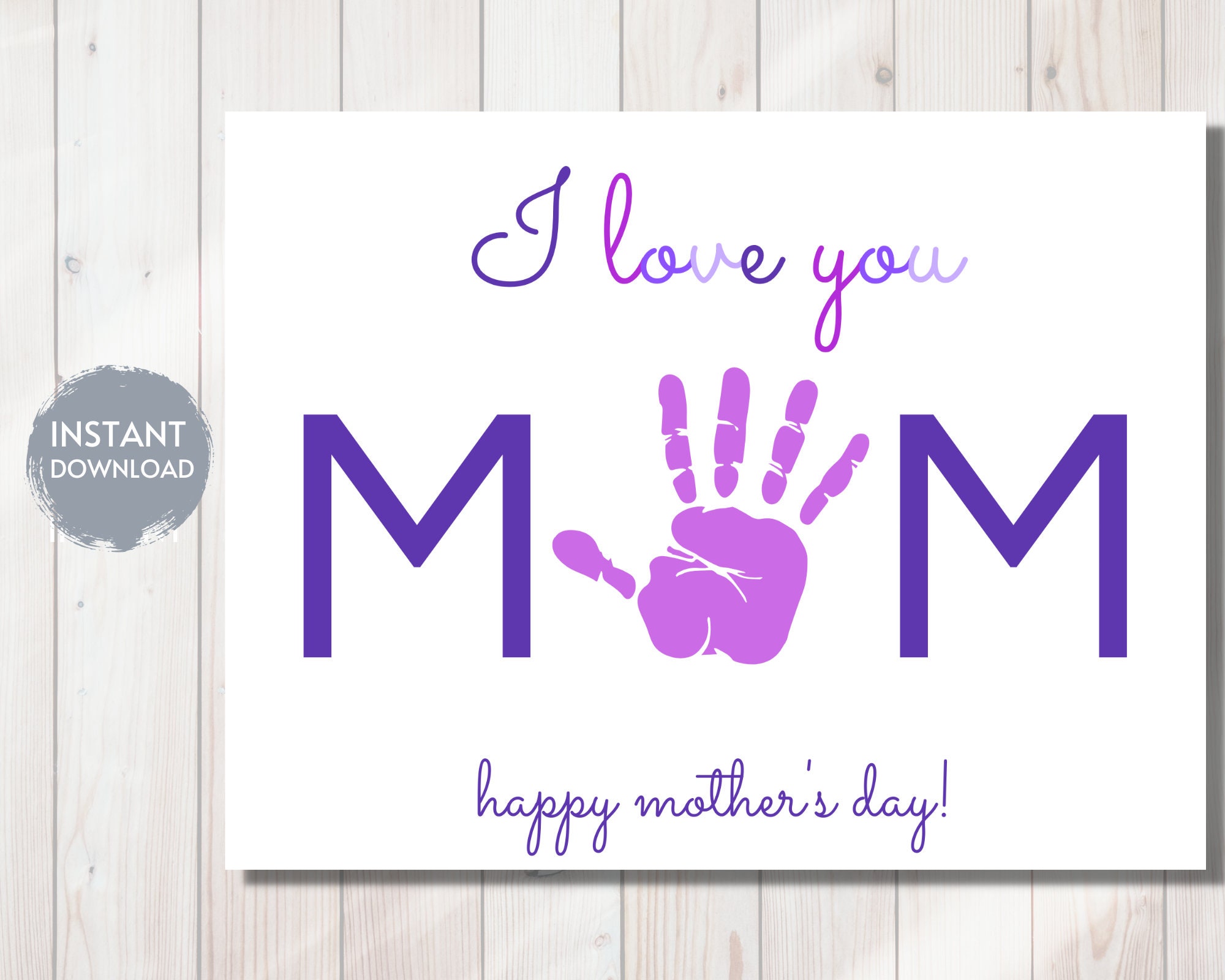 Mother's Day MOM Handprint TEMPLATE Digital Download I - Etsy