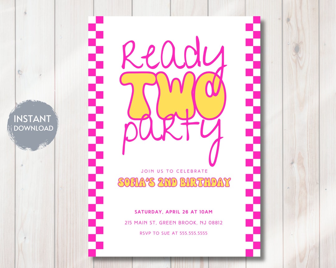 Ready TWO Party Birthday Invitation, TWO Rad Bday Invite, Smily 2nd ...