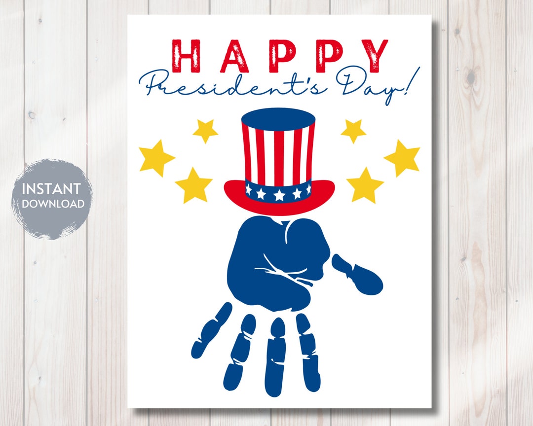 PRESIDENT'S DAY Handprint Template, Digital Download, President's Day ...