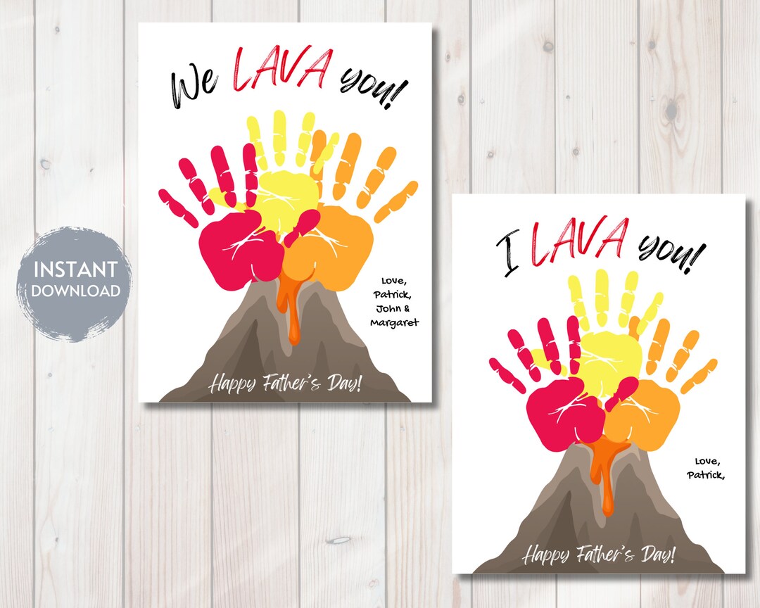 FATHER'S DAY Volcano Handprint TEMPLATE, Instant Digital Download, #1 ...