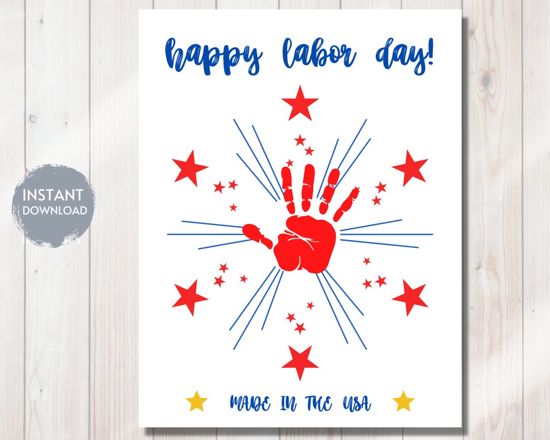 Labor Day Handprint Template, Digital Download, Kids Craft, Baby's ...