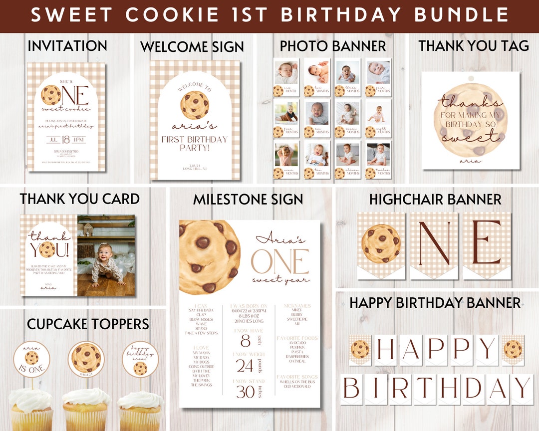 ONE SWEET Cookie First Birthday Bundle, Milk & Cookies Bday Bundle ...