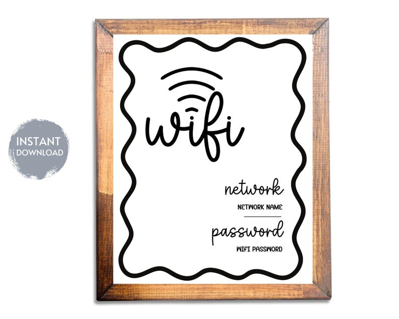 Wifi Password Sign, Printable Wifi Sign, Simple Wifi Sign, Cute Wifi ...