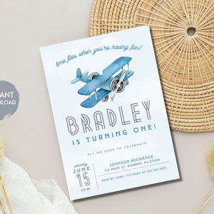 Aviation AIRPLANE Birthday Invitation, Vintage Plane Bday Invite ...