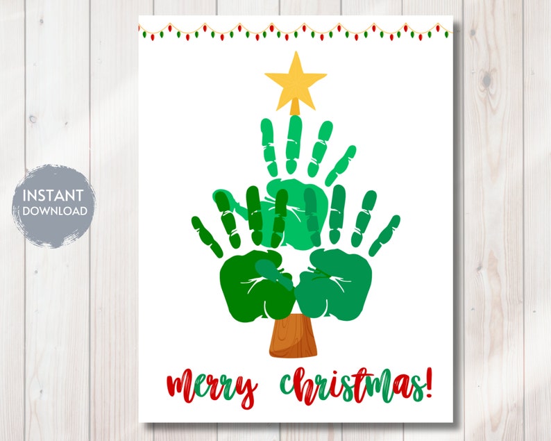Christmas Handprint Tree Craft Template (digital Download) - Etsy
