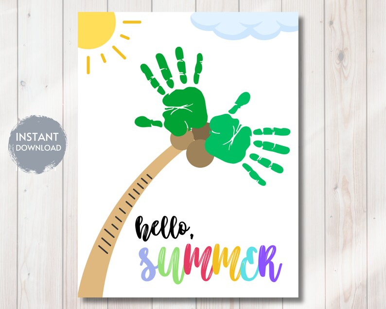 SUMMER Handprint Craft TEMPLATE Palm Tree Paint Craft Beach - Etsy