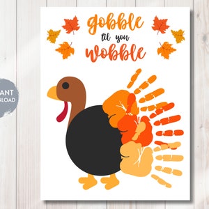 Thanksgiving Handprint Craft TEMPLATE, Turkey Handprint Craft, Instant ...