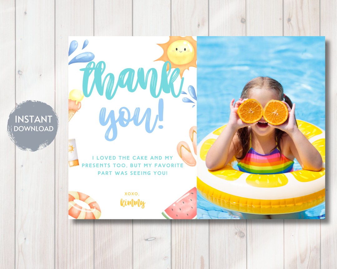 POOL PARTY Bday Photo Thank You, Splish Splash It's A Birthday Bash ...