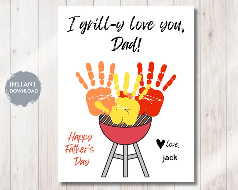 FATHER&#039;S DAY Grilling Handprint TEMPLATE Instant Digital - Etsy
