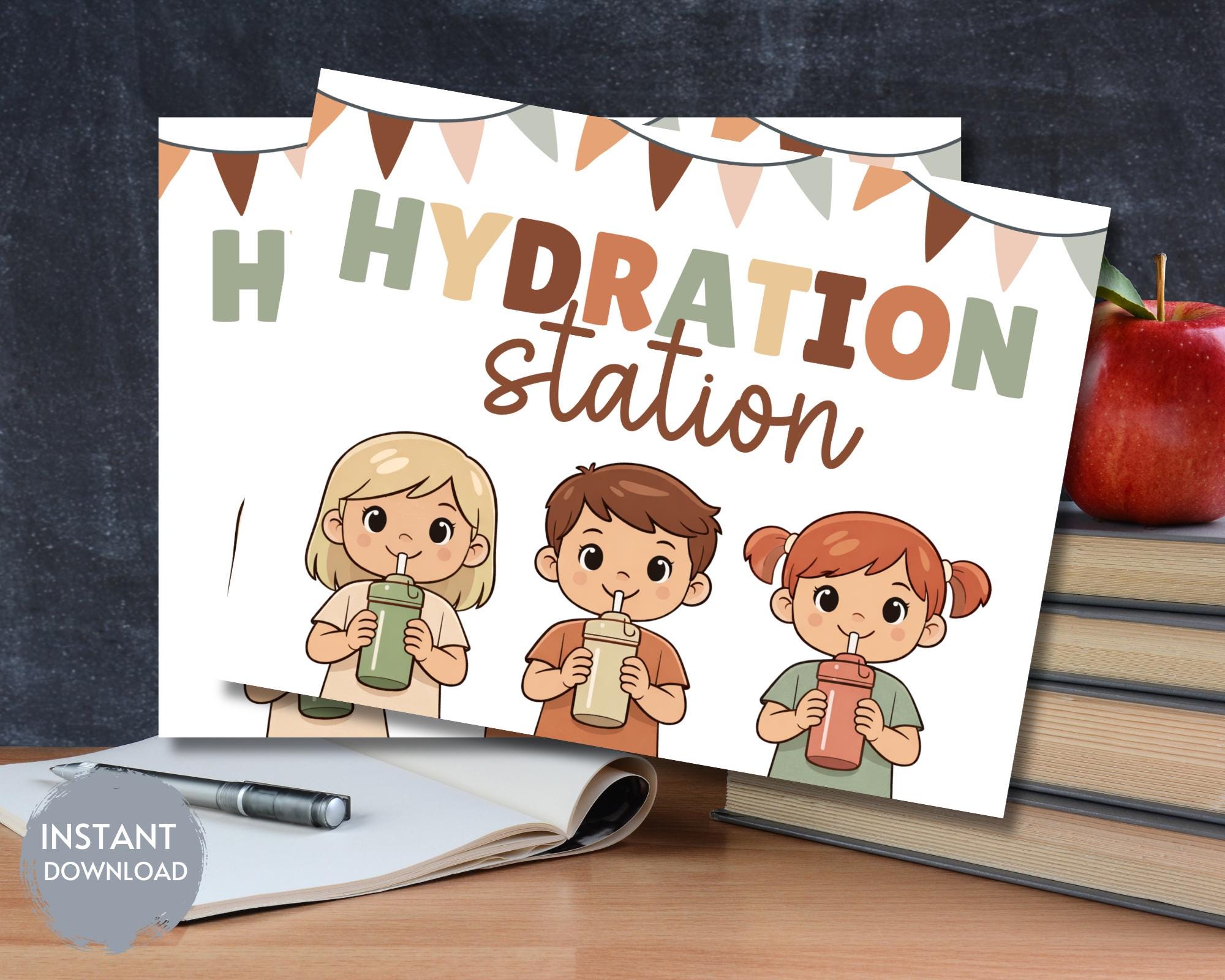 Boho Hydration Station Sign, Daycare Water Bottle Sign, School Drink ...