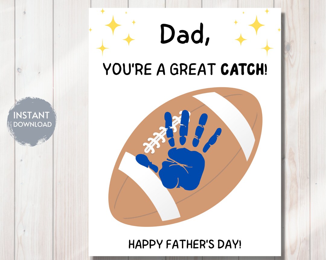 FATHER'S DAY Handprint TEMPLATE, Digital Download, Great Catch, I Love ...