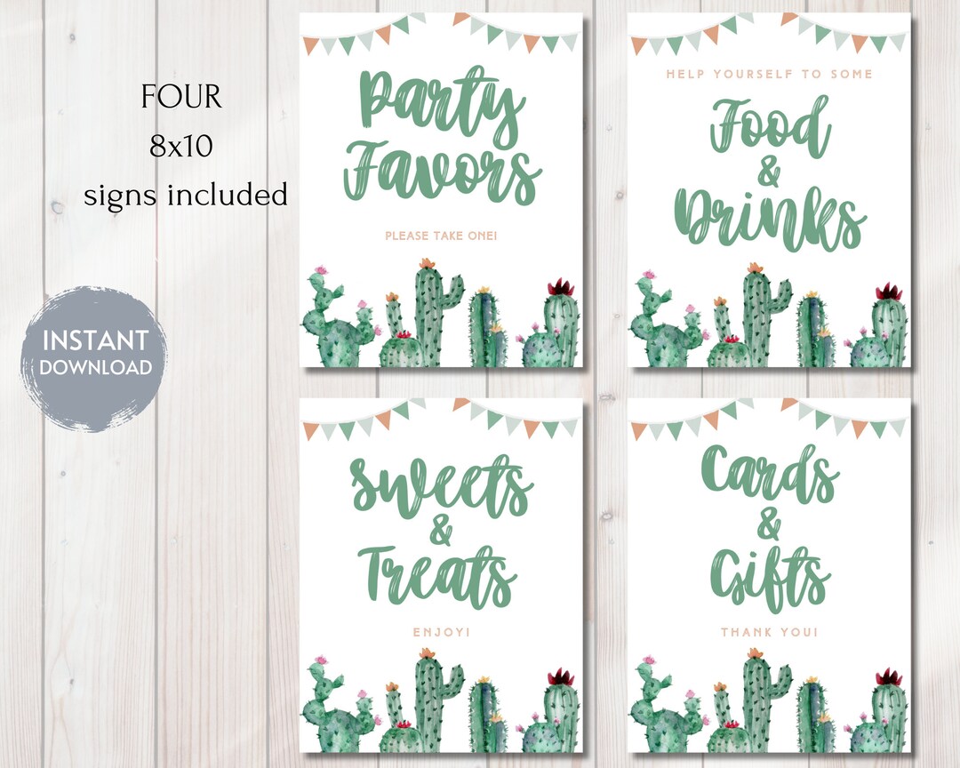 Cactus Birthday Party Signage, Prickly Pair Gift Signage, First Fiesta ...