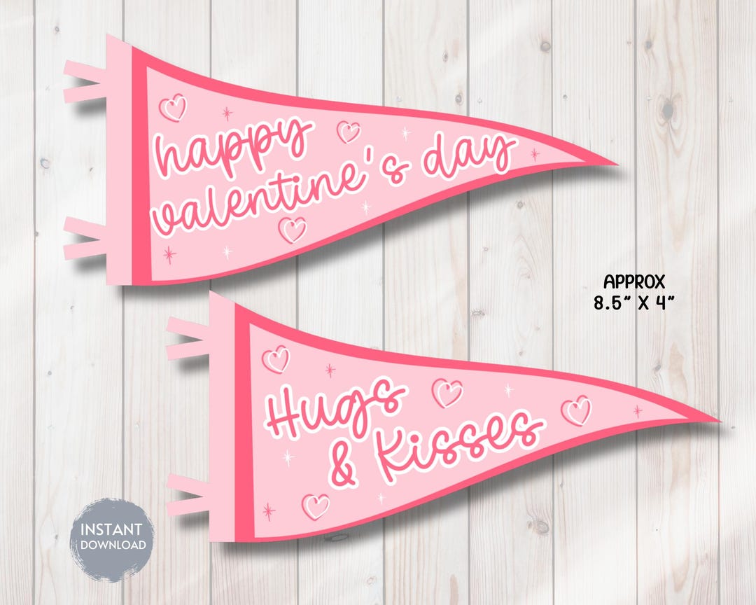 Valentine's Day Pennant Flags, Valentine's Pennant, Printable Valentine ...